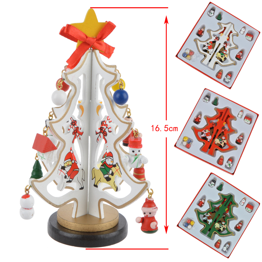 3d Diy Wood Christmas Tree With Ornament Pendant Table Desk Decoration...